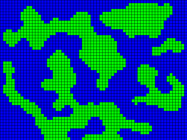 Using cellular automata to generate random land and water maps with ...